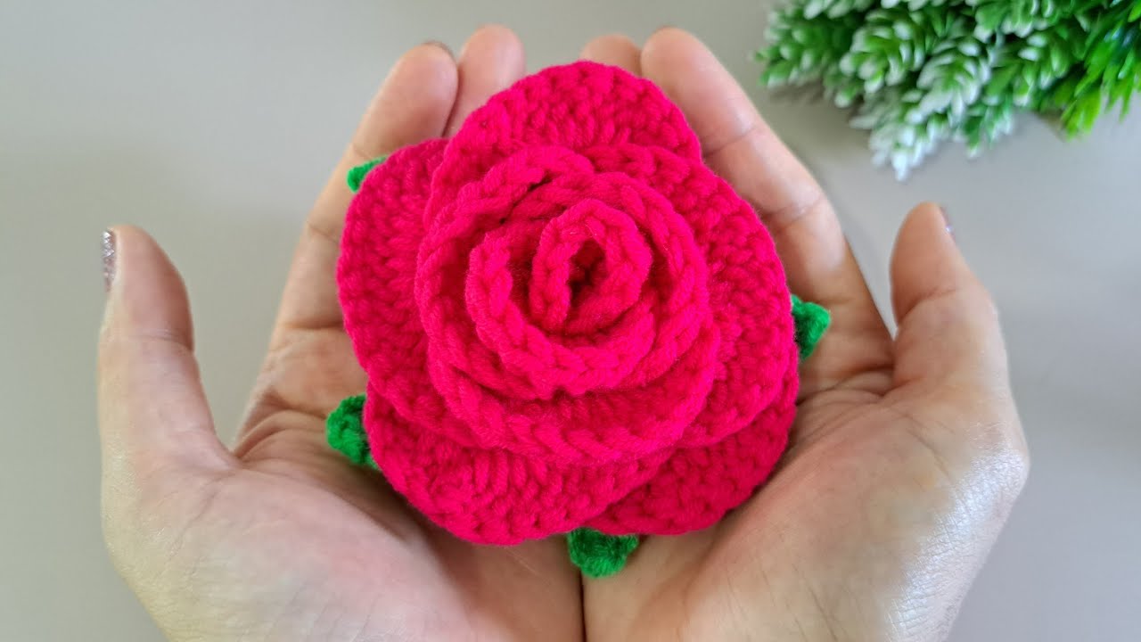 Amazing! Crochet rose 3D - YouTube