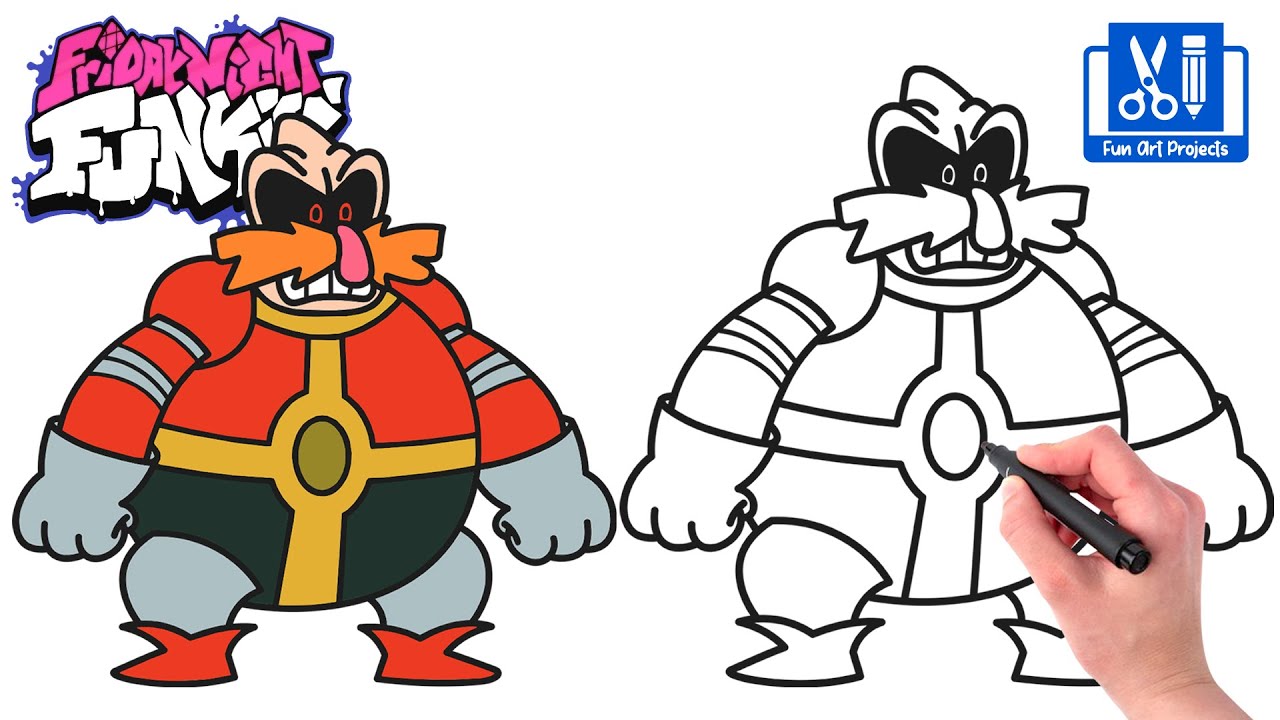 How To Draw Dr Robotnik (Sonic the Hedgehog) | Friday Night Funkin FNF ...