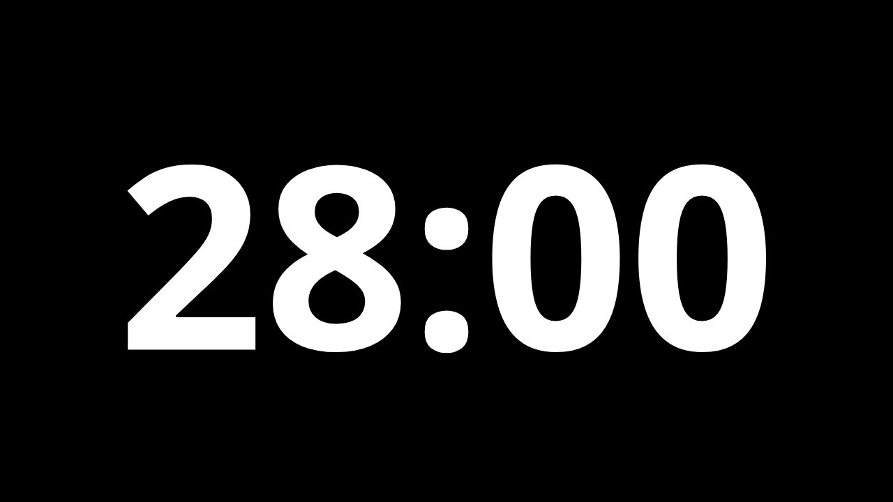 28 Minutes Timer With Black Background | No Music - YouTube