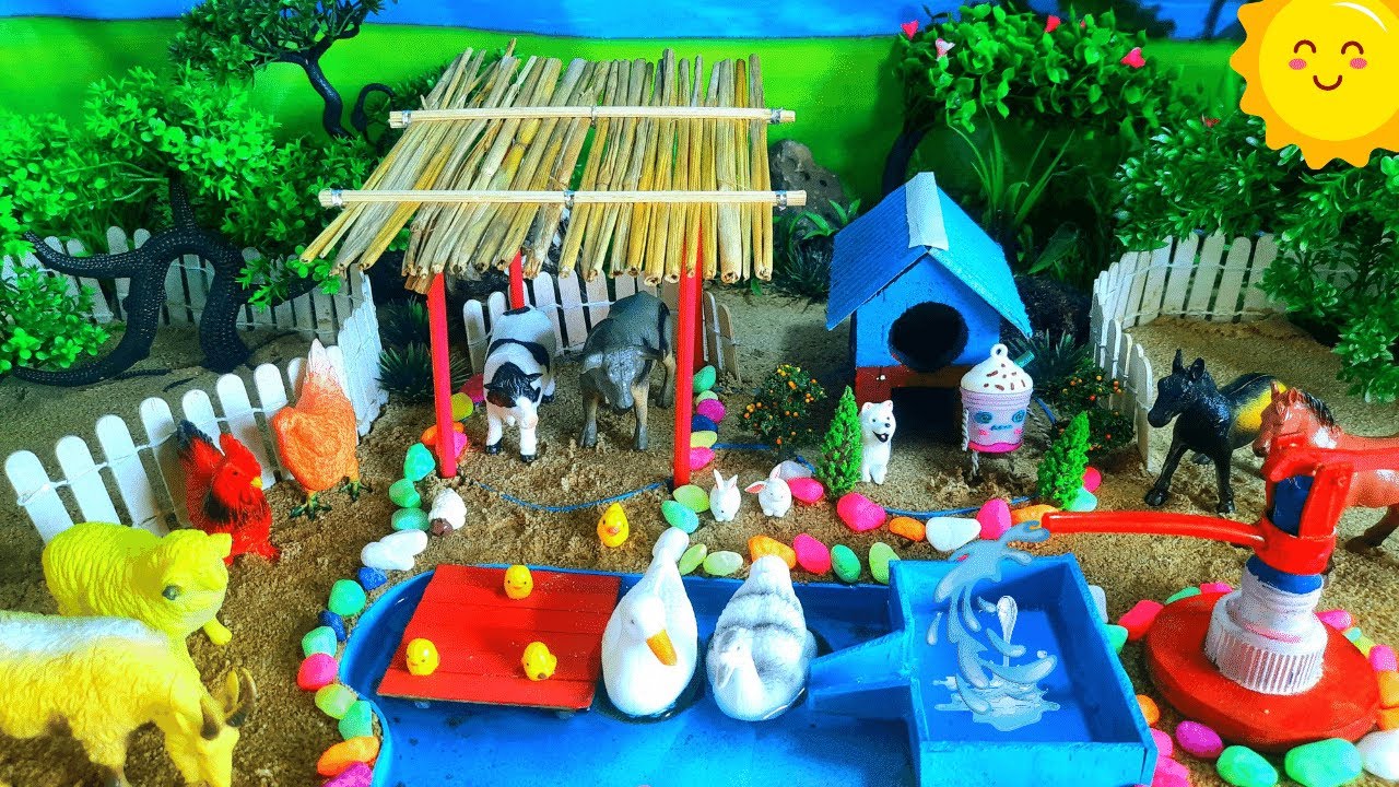 DIY make Cattle Farm with special Fish Pond - tractor with mini water ...