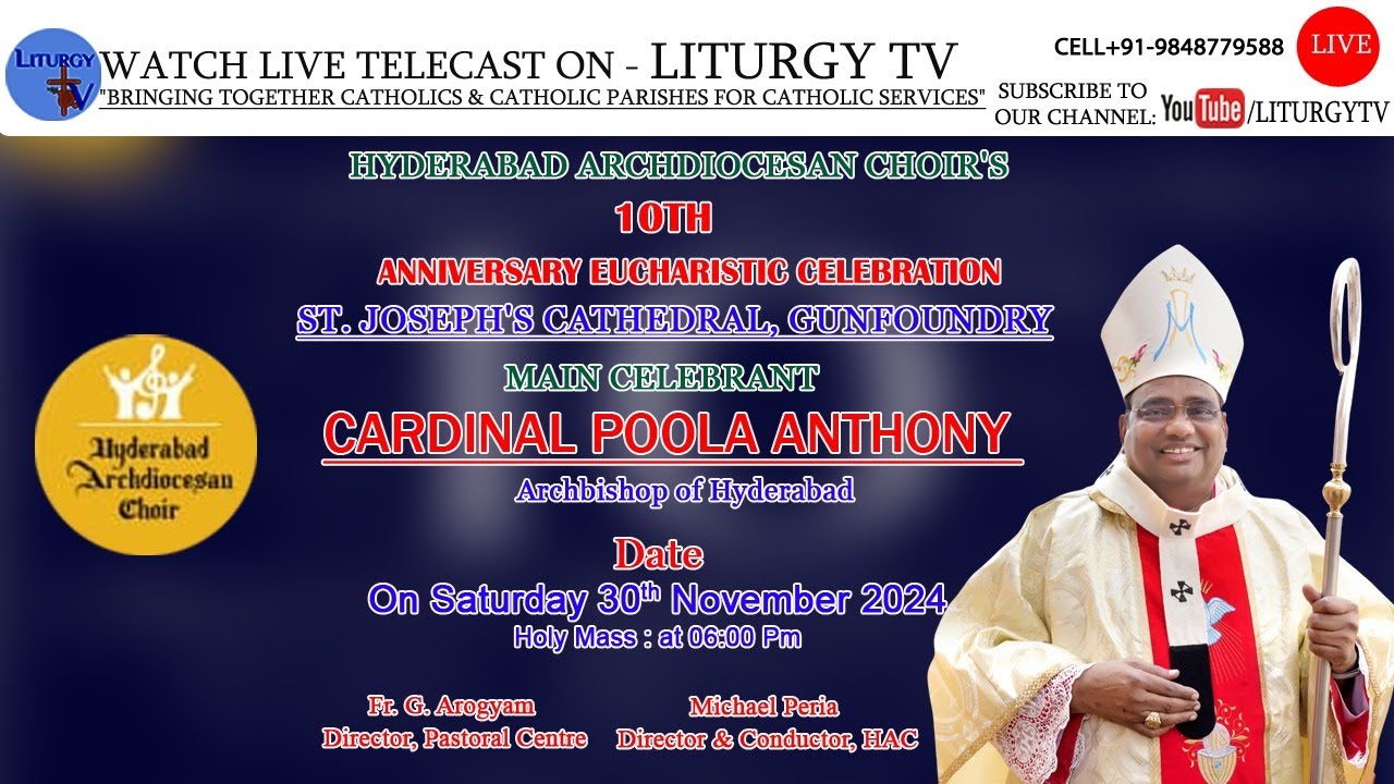Cardinal Poola Anthony | HAC 10th Anniversary Holy Eucharistic 6pm |ST ...