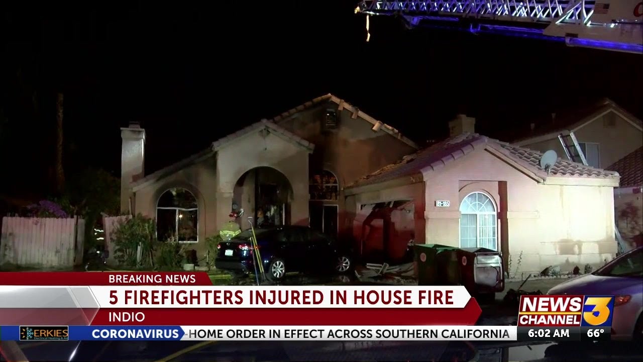 Five firefighters injured in Indio house fire - YouTube