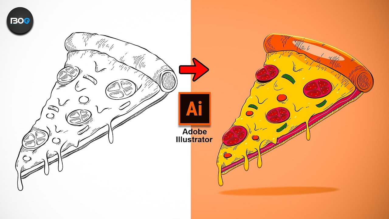 Adobe Illustrator Beginner Tutorial: Create a Vector Pizza from Sketch ...