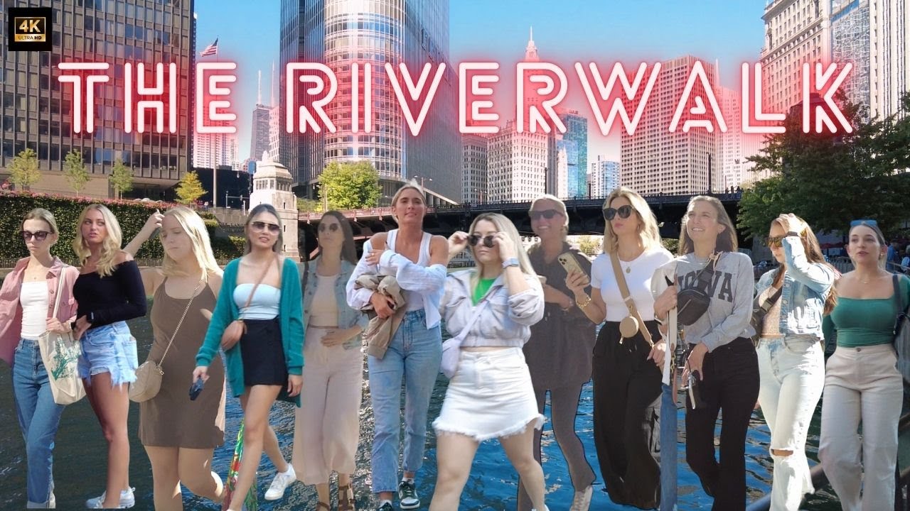 [4K UHD] Downtown Chicago Riverwalk Walking Tour | Bars, Restaurants, Architecture Boat Tours ...