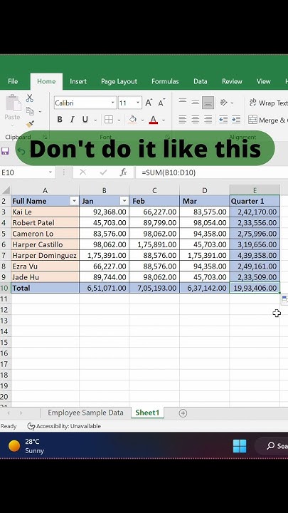 How to Add | SUM Trick | Excel Tips #shorts #exceltips #exceltricks - YouTube