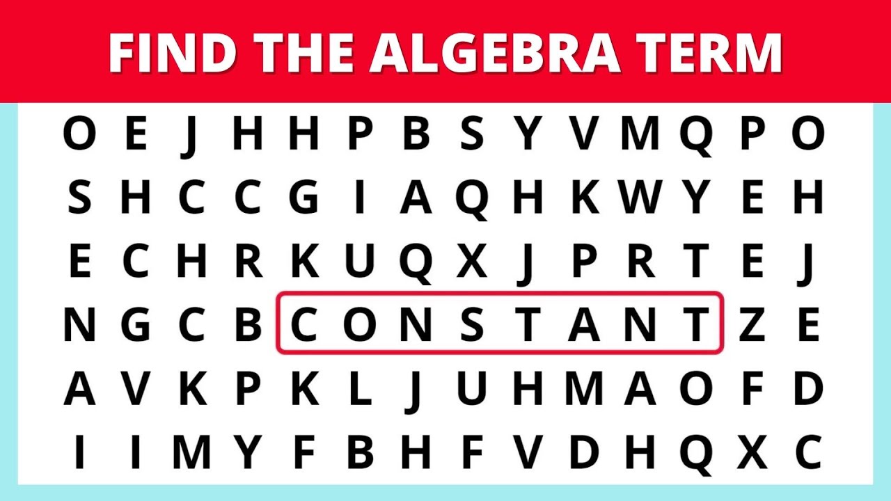 Find The Algebra Term | Words Game | Word Search Game - Algebra ...