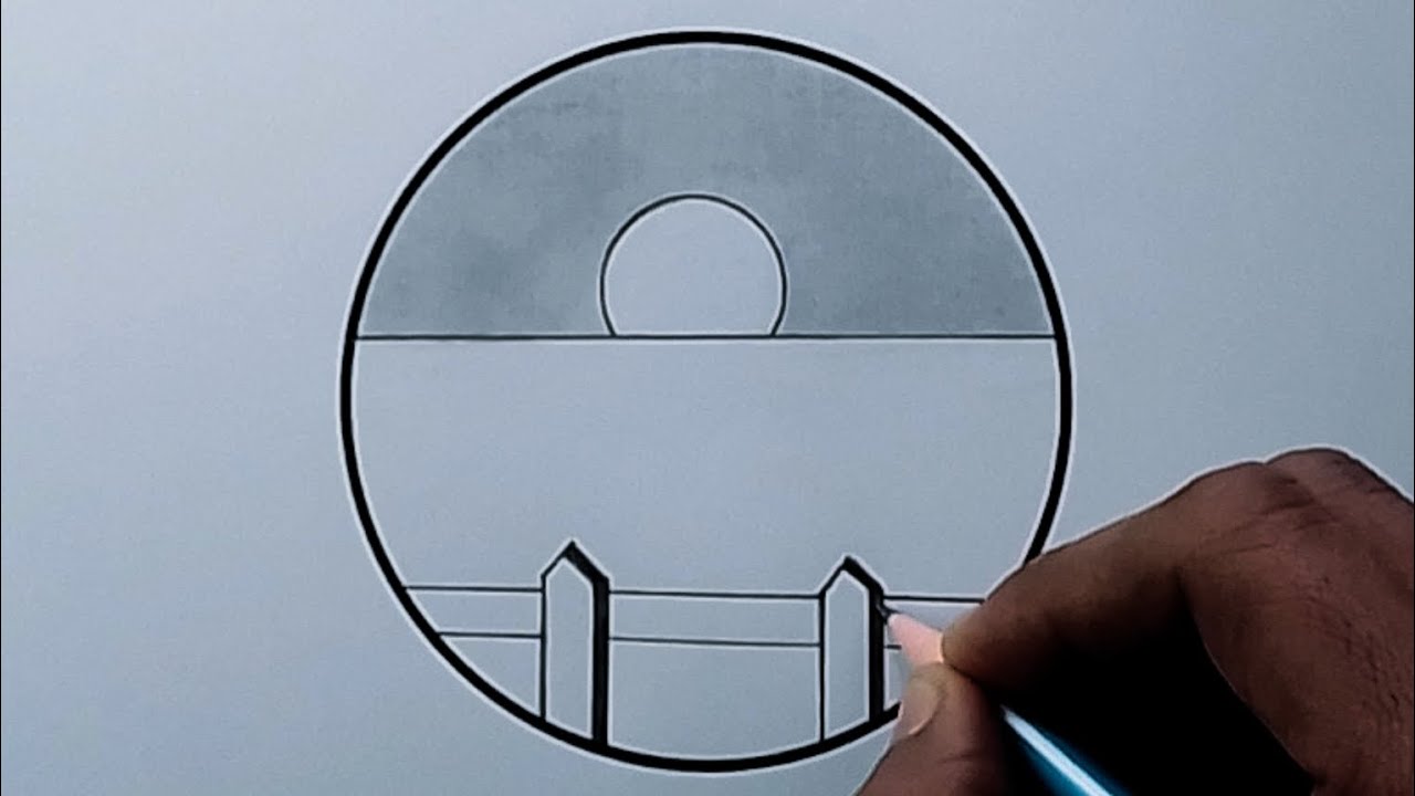 Beautiful Scenery - Circle Drawing - Beautiful View Scenery Drawing ...
