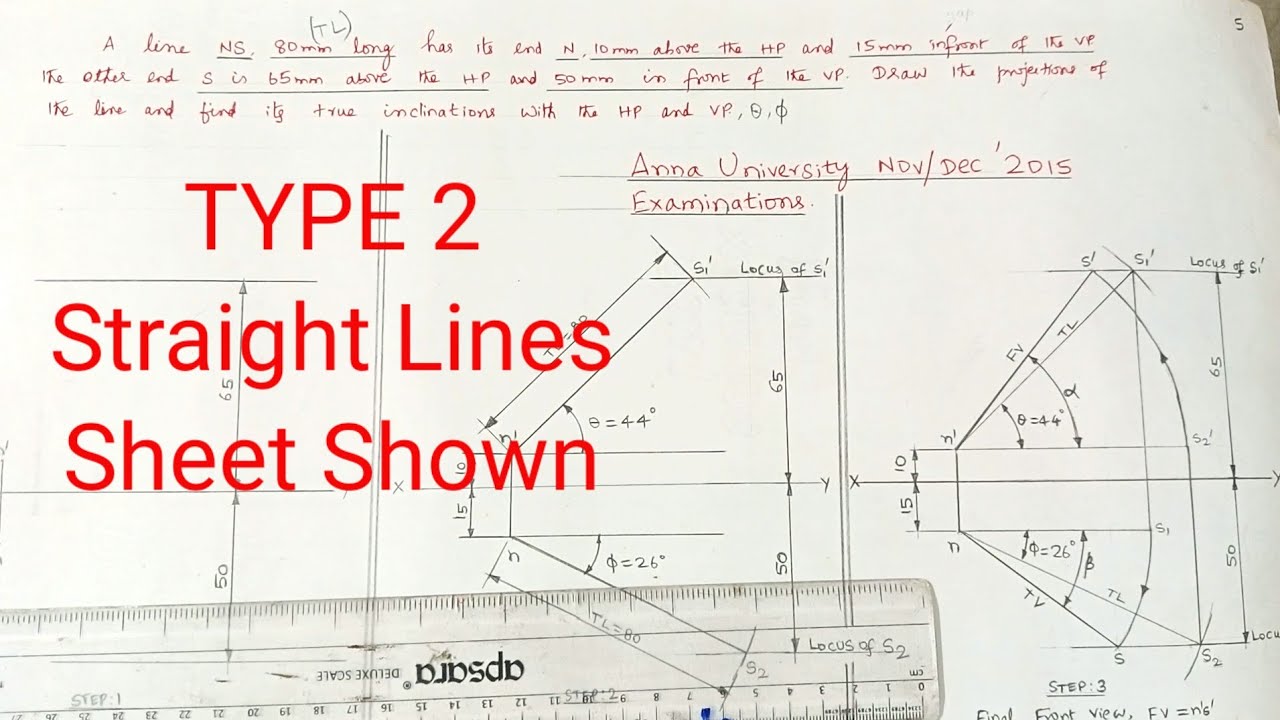 TYPE 2 | Straight Lines | Engineering Graphics | Projections solved ...
