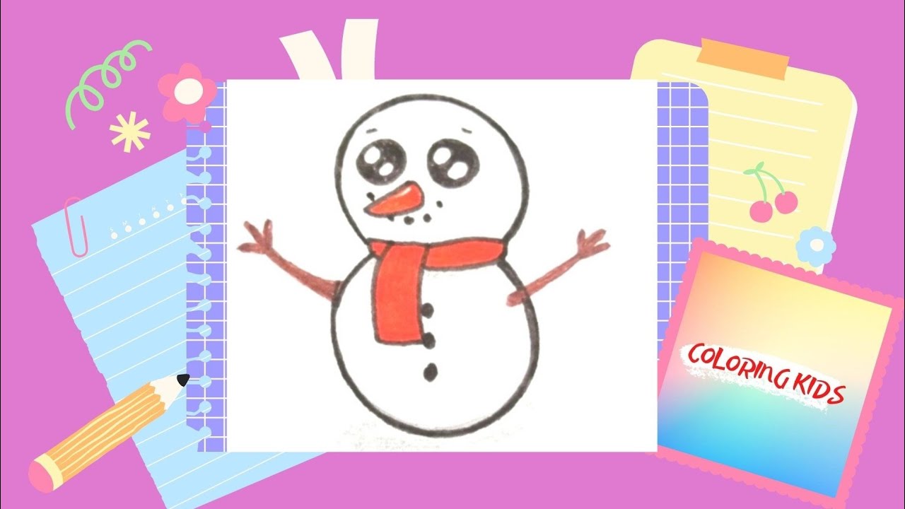 rysunek bałwanek kolorowanka bałwan jak narysować bałwana - YouTube