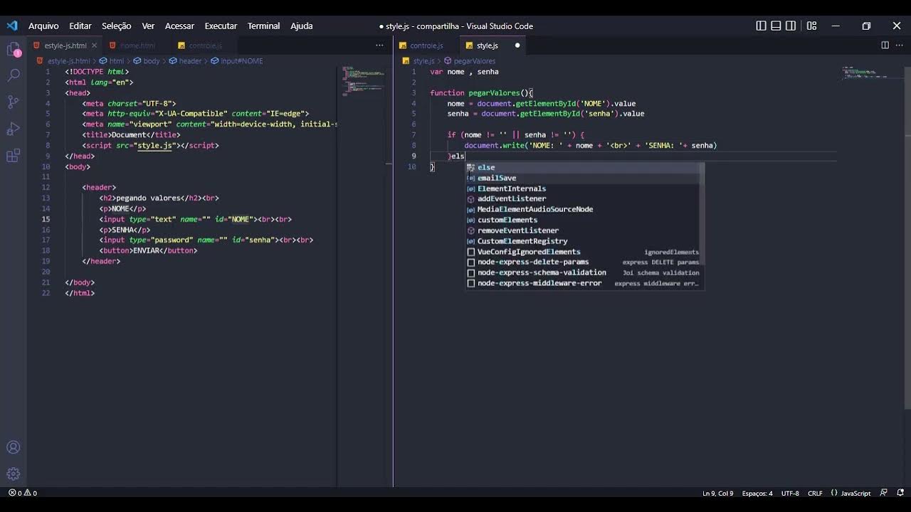 COMO PEGAR OS VALORES DOS IMPUT NO JAVASCRIPT - YouTube