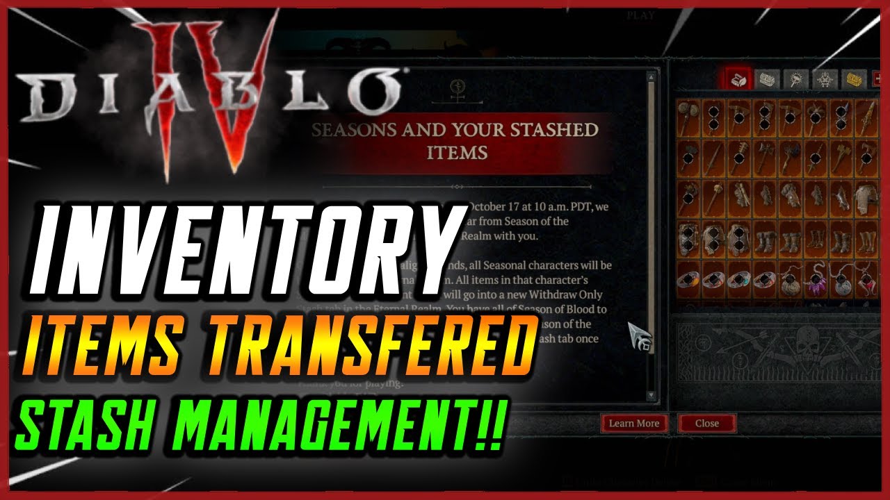 Diablo 4 Inventory and Stash Transfer After Season 1!! - YouTube