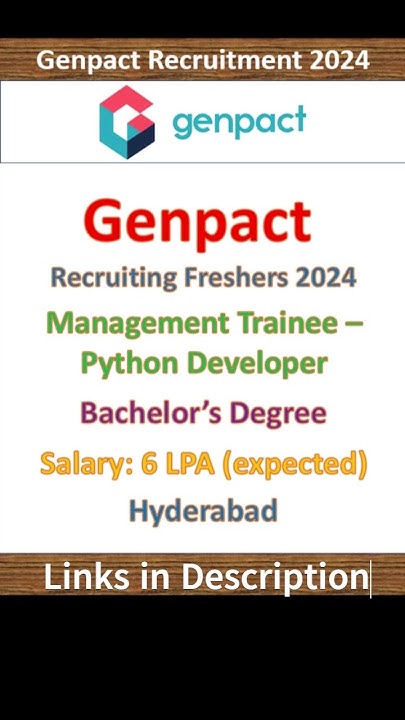 Genpact Hiring Freshers 2024 | Management Trainee | Hyderabad | IT Jobs ...