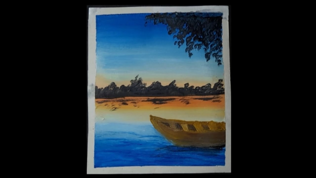 Beautiful evening drawing | Easy acrylic drawing... - YouTube
