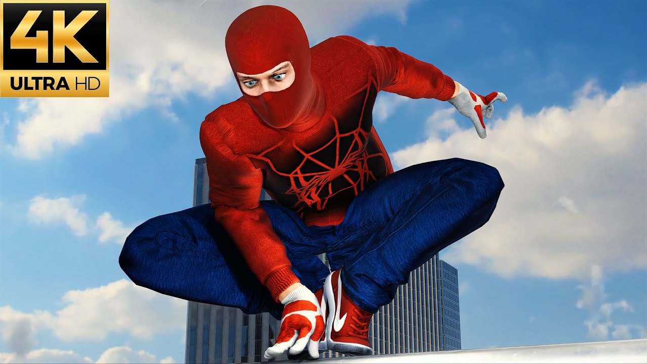 Spider Man Remastered Pc The Human Spider Free Roam Gameplay Mod 4k 60fps Youtube