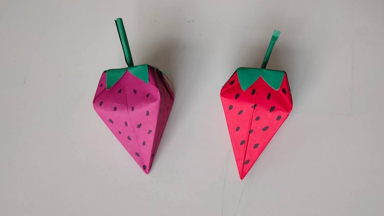 Paper Strawberry for kids 🍓 - how to make strawberries with paper - YouTube