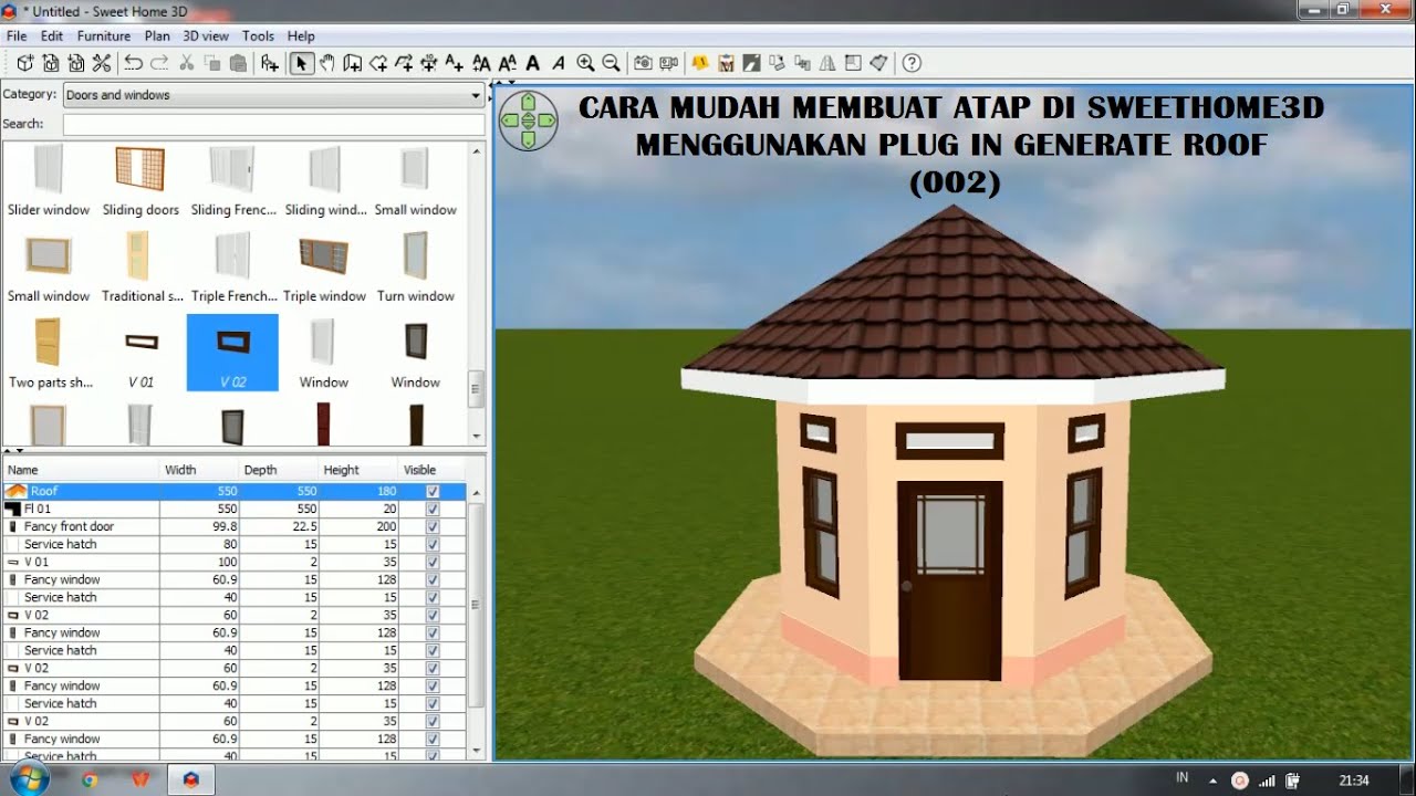 Sweet Home 3D Roof Tutorial Cara Membuat Atap #sweethome3d - YouTube