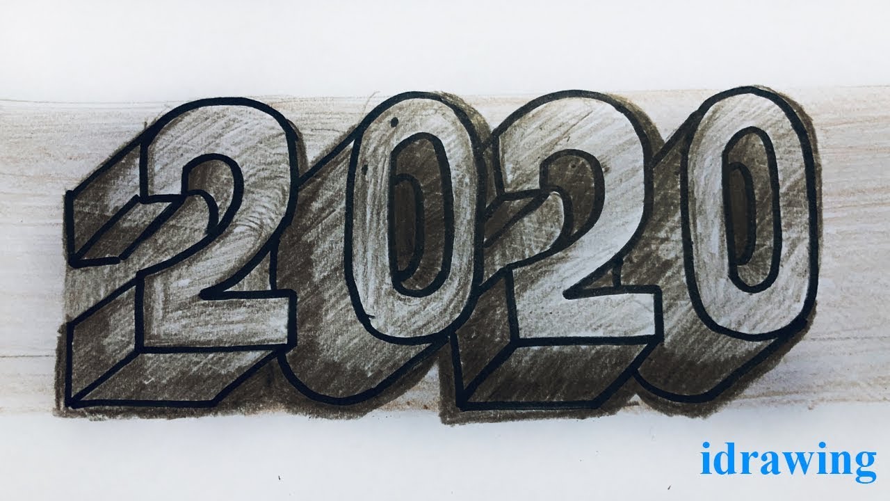 How to drawing number 2020 with stone texture | Art drawing - YouTube