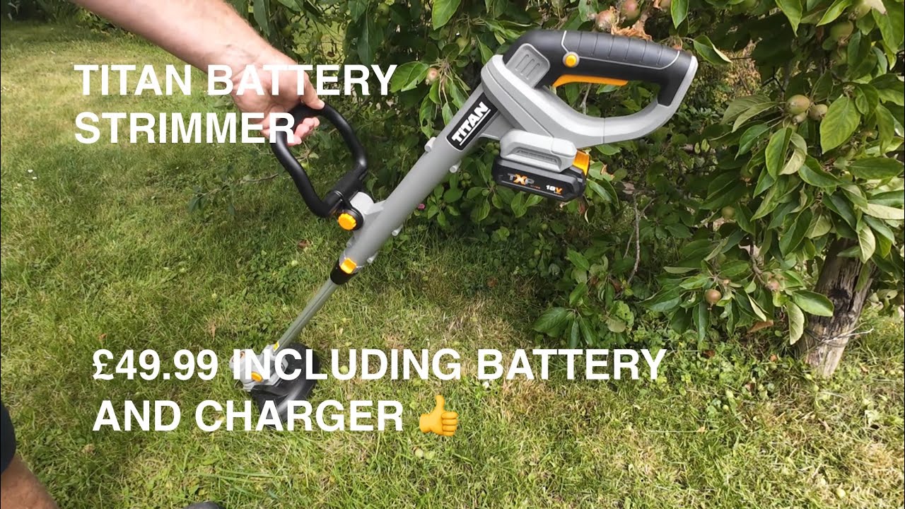 Titan TTI821GGT Cordless Battery STRIMMER From SCREWFIX - YouTube