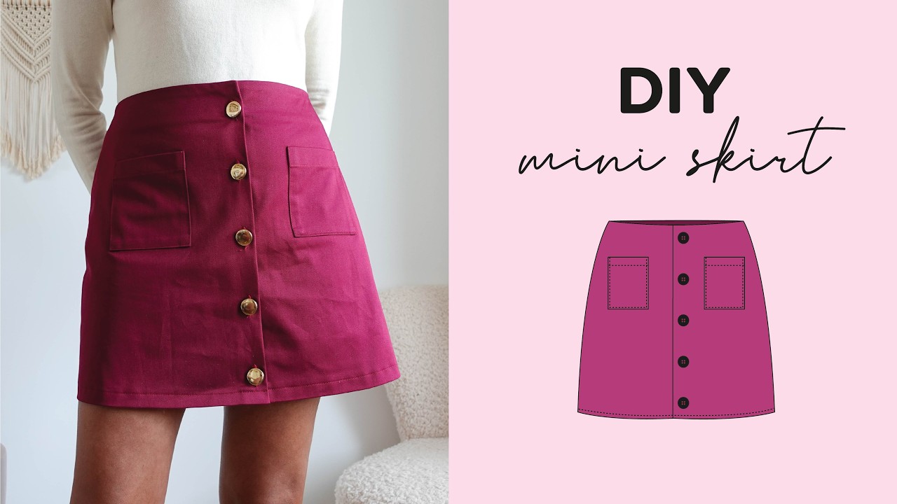 DIY Mini Skirt + Sewing Pattern | Easy Button Front A-line Simi Skirt ...
