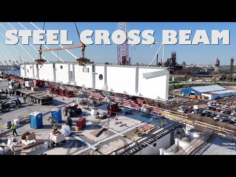Crane Loading A 34 Ton Crossbeam | Gordie Howe International Bridge ...
