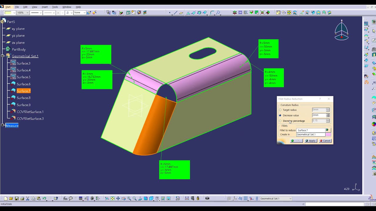 CATIA V5 Fillet Radius Reduction YouTube catia-v5-fillet-radius-reduction-youtube