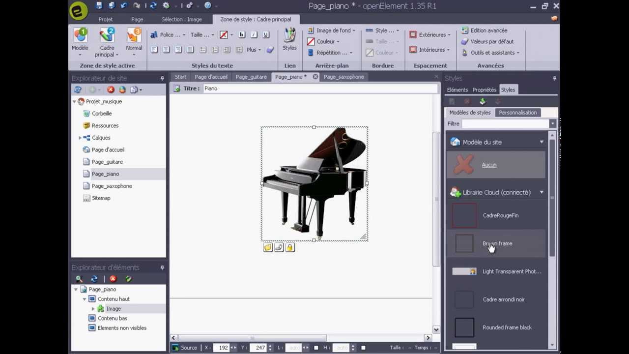 Openelement Travail sur les pages - YouTube