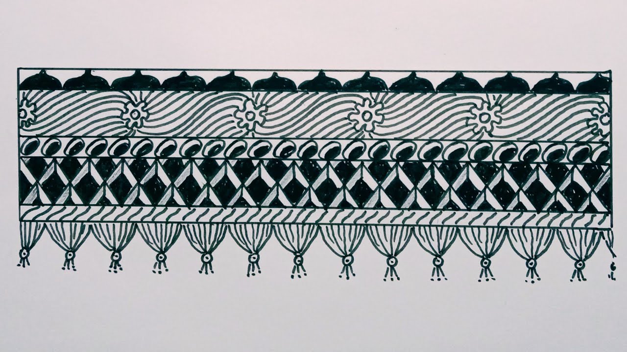 How to draw Luga Dhadi/Share Dhadi Alapana or Ornamental drawing step ...