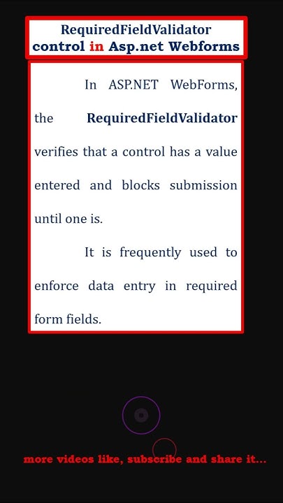 requiredfieldvalidator control in asp.net webforms || asp.net || webforms - YouTube