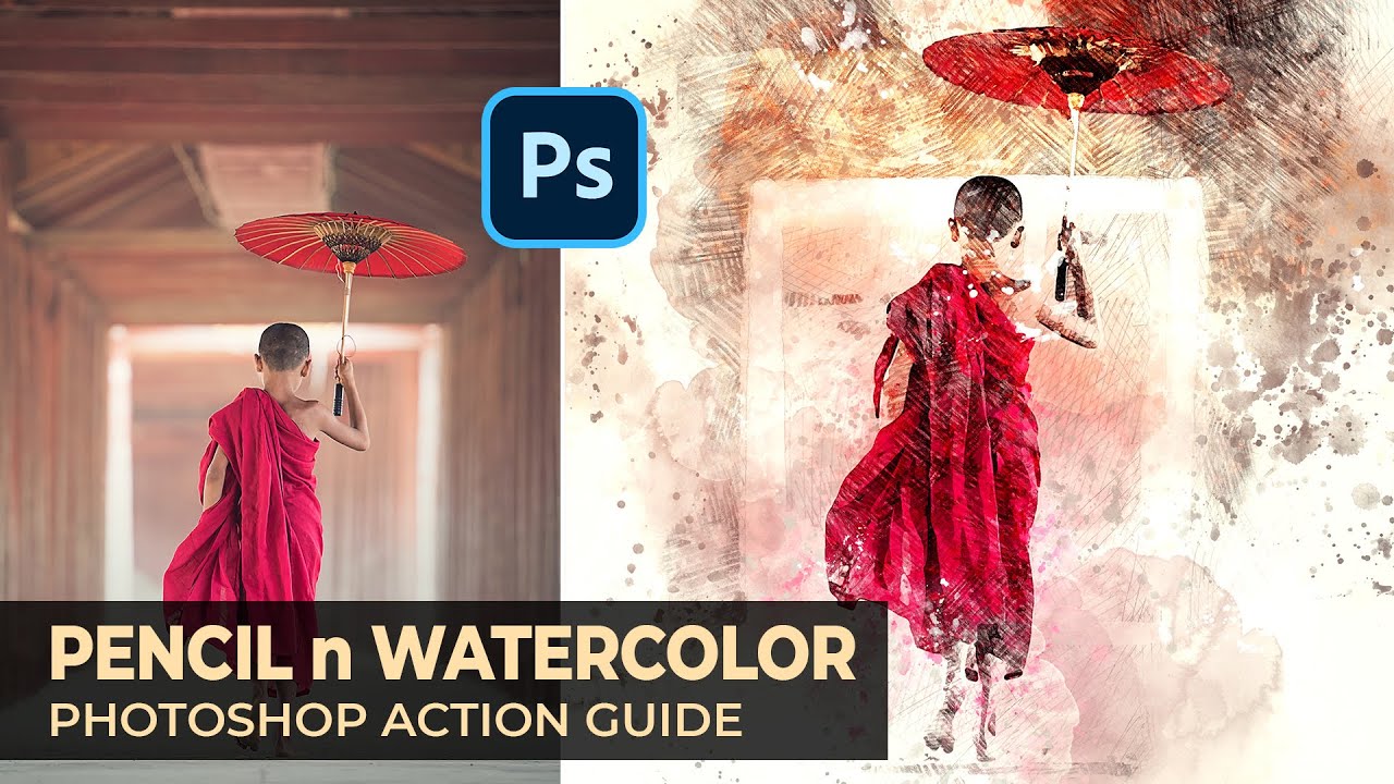 Pencil n Watercolor Photoshop Action Guide - YouTube
