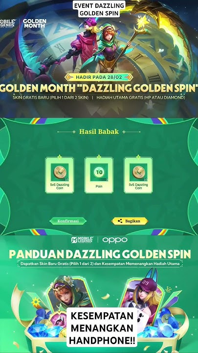 Buruan ikut event MLBB DAZZLING GOLDEN SPIN ..bisa menangin HANDPHONE!!! #MLBBGoldenMonth #mlbb ...