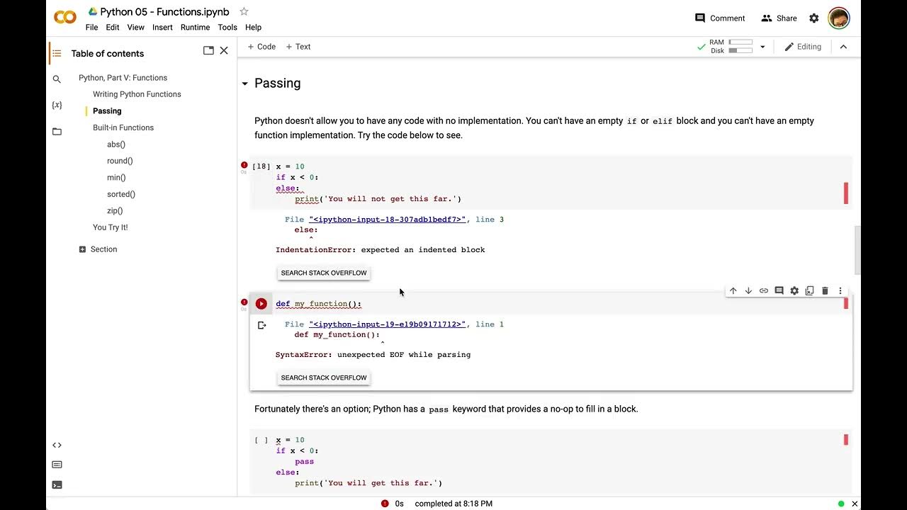 CS1520 Lecture 02e: Python Functions in Colab - calling and writing functions - YouTube