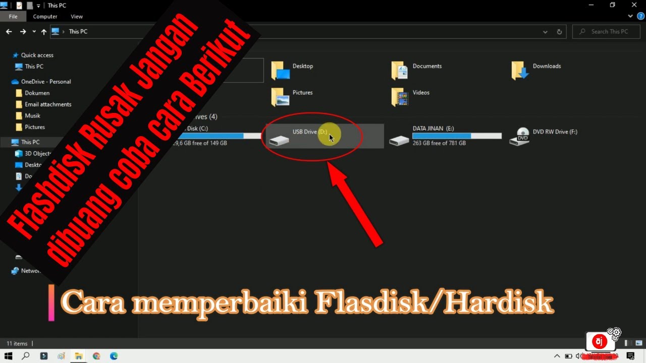 cara memperbaiki Flashdisk yang rusak/error_tutorial Jinan - YouTube