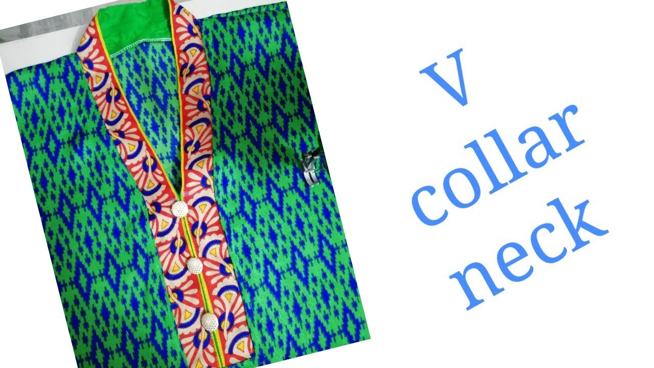 V collar neck design cutting and stiching in proffesional style /very ...