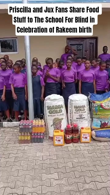 Priscilla &Jux Fans Share Food Stuff to The School For Blind in ...