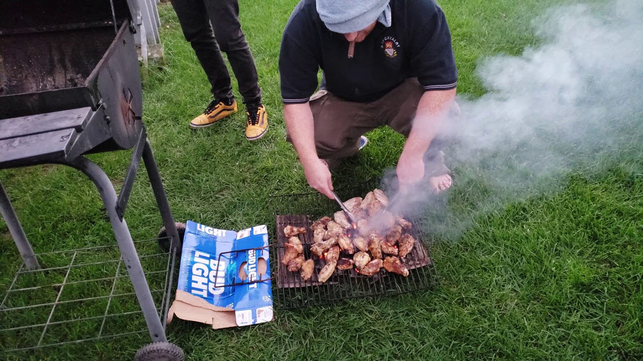 Chicken wangs in the grass - YouTube