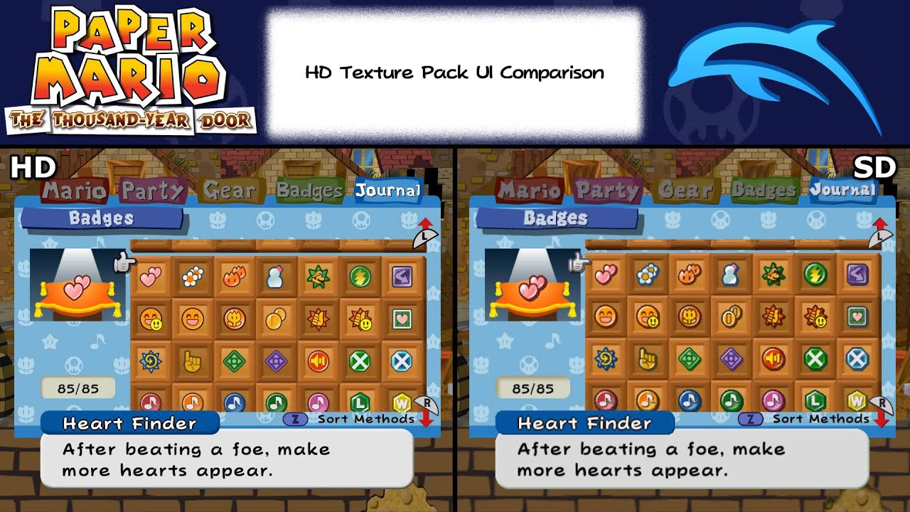 Paper Mario TTYD HD Texture Pack UI Comparison - YouTube