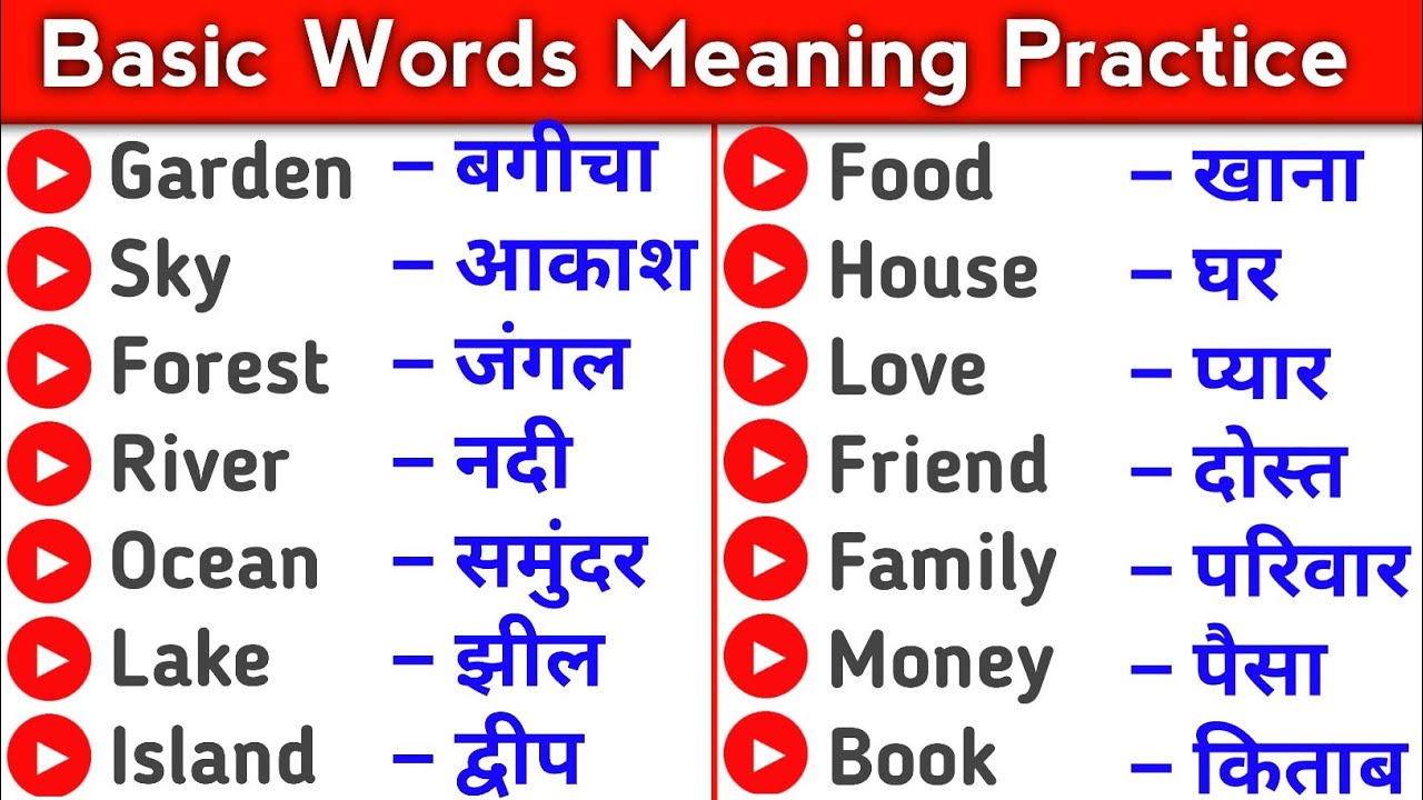 Basic English Words Meaning Practice / Word Meaning Practice Beginners ...