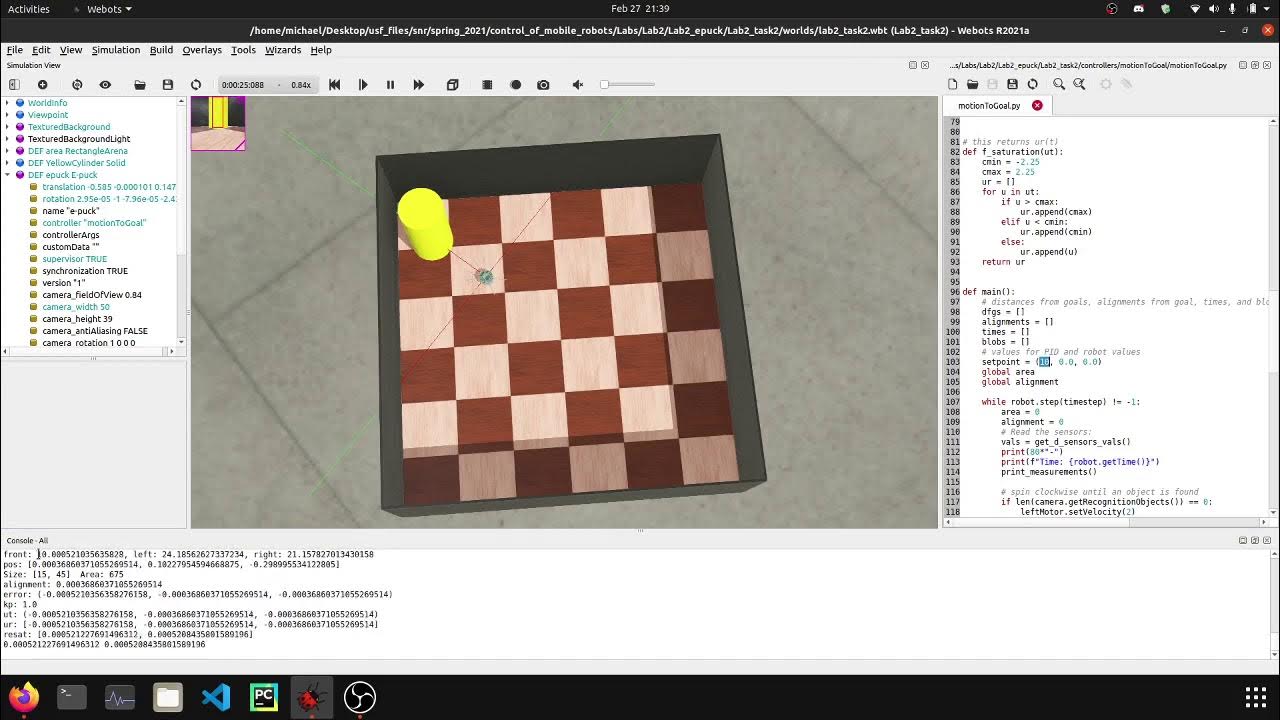 Lab 2 Task 2: Webots Motion To Goal - YouTube