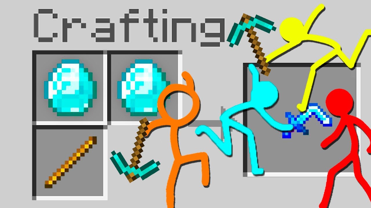 Stickman vs Minecraft Cartoon ! CRAFTING CURSED DIAMOND SWORD in ...