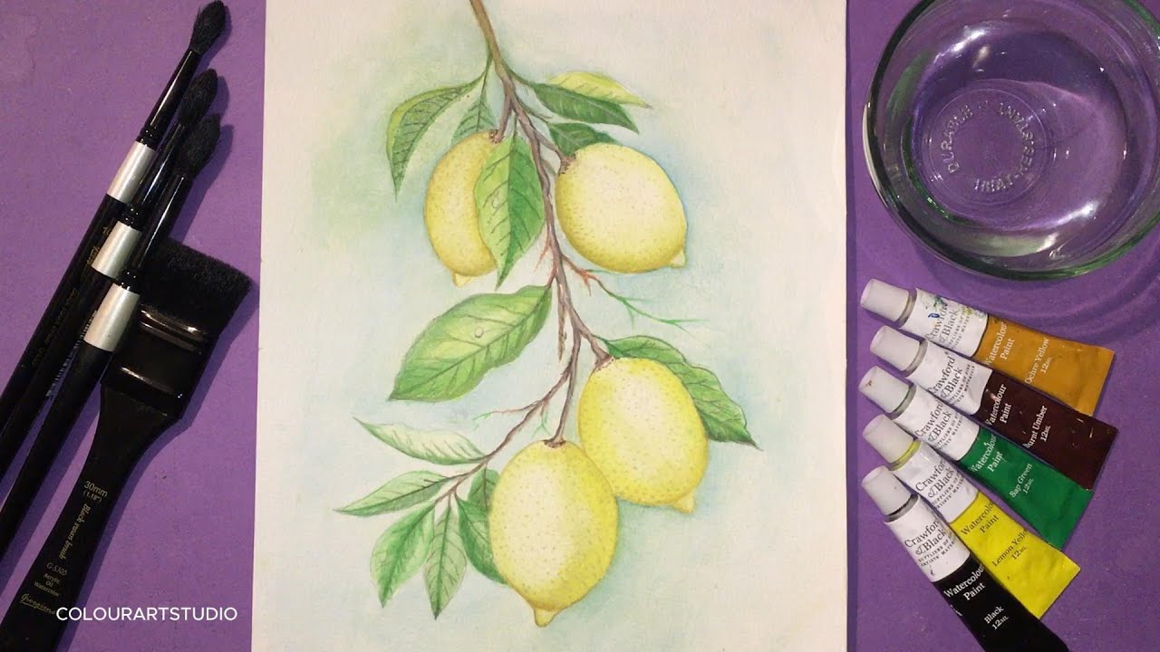 Easy Watercolor Lemons (Step by Step Tutorial/ Watercolor Painting for ...