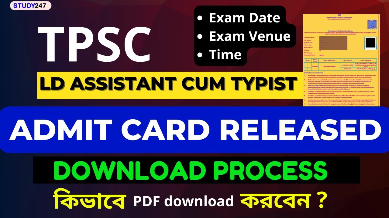 TPSC LD assistant admit card download | tpsc admit card 2022 | Exam ...