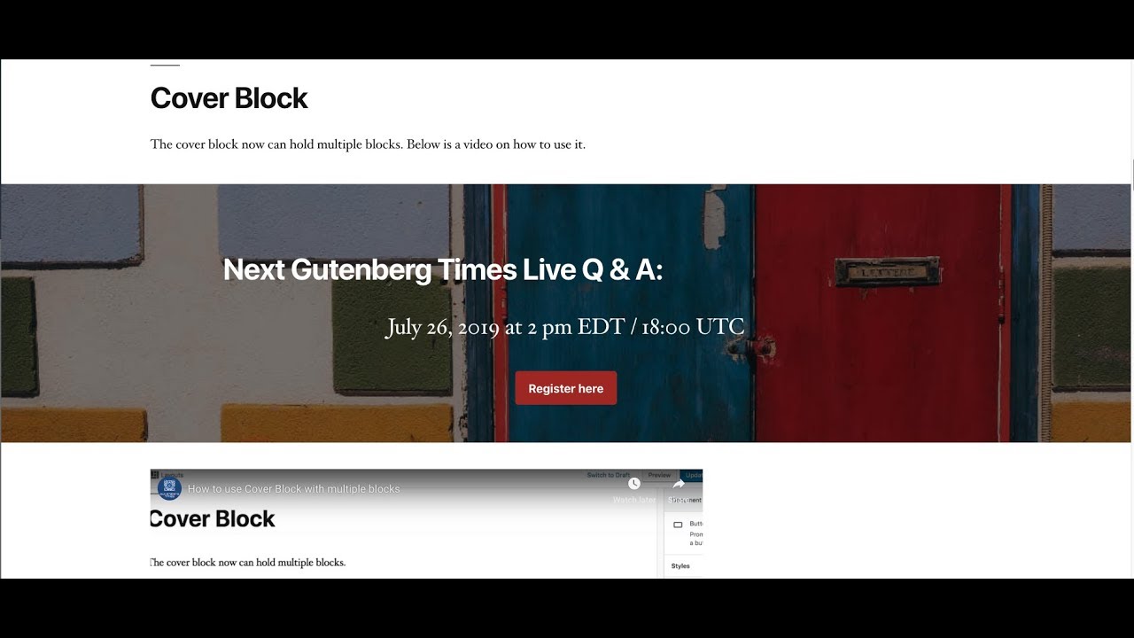 How to use Cover Block with multiple blocks in WordPress - YouTube