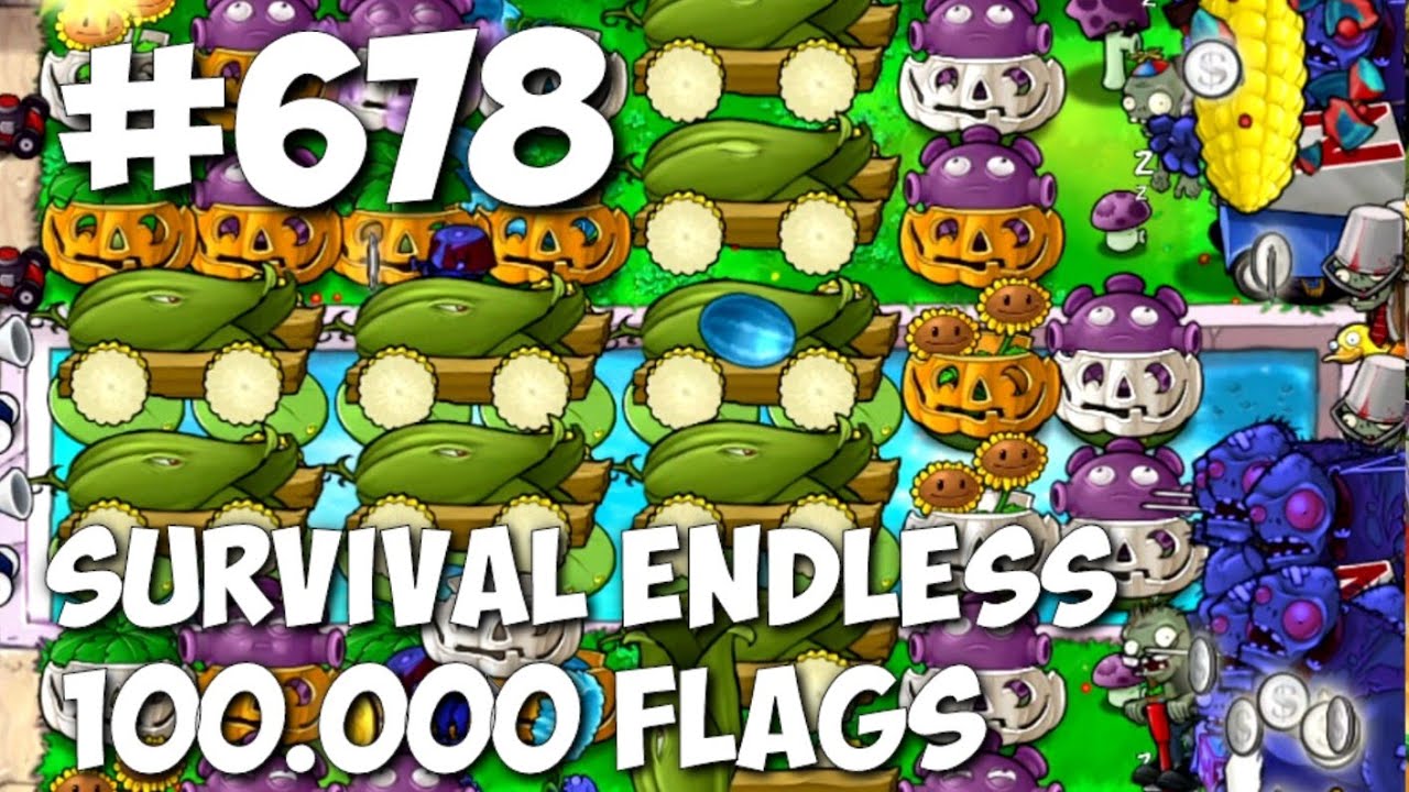 Plants vs Zombies Survival Endless 100000 Flags Part 678 | 13540 ...