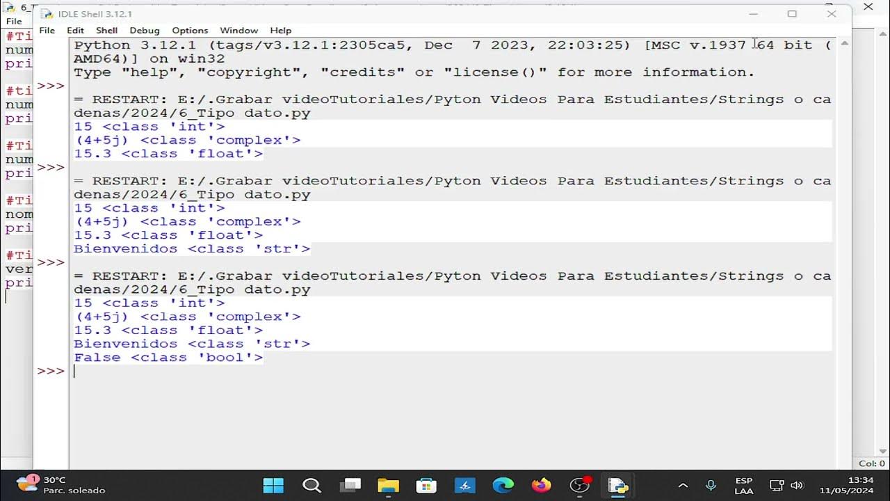 6 Tipo de datos int, complejo, flotante y Booleano Python - YouTube
