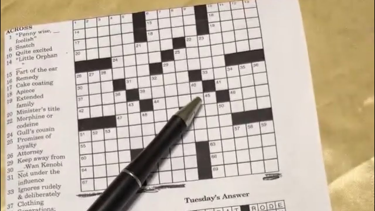 Crossword puzzle time at 8pm - YouTube
