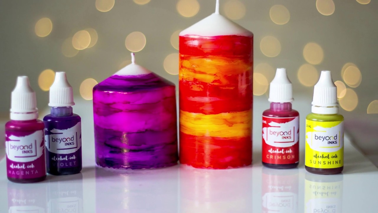 Alcohol ink Candle | Beyondinks - YouTube