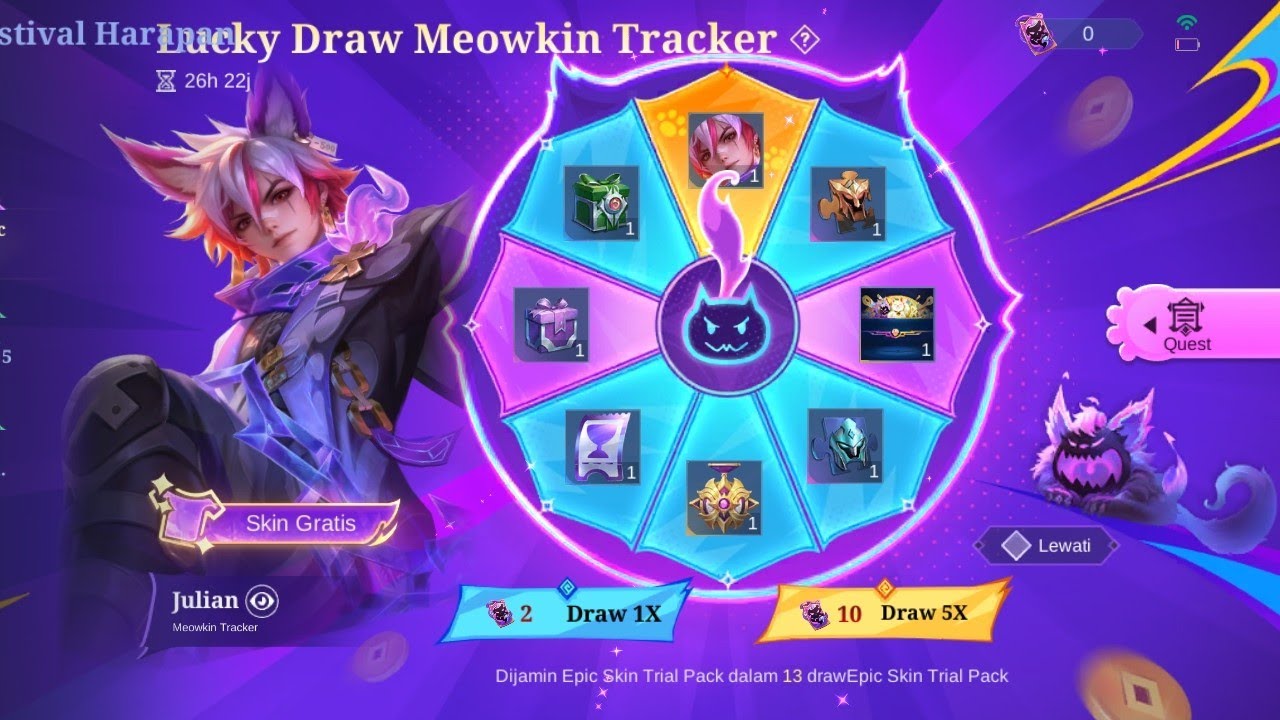CARA CEPAT MENDAPATKAN SKIN JULIAN GRATIS EVENT LUCKY DRAW MEOWKIN ...