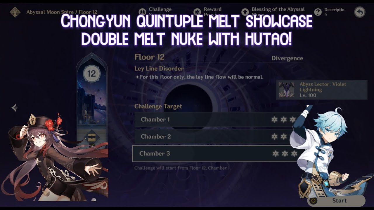 Chongyun Quintuple Melt Spiral Abyss Floor 12 showcase, double melt ...