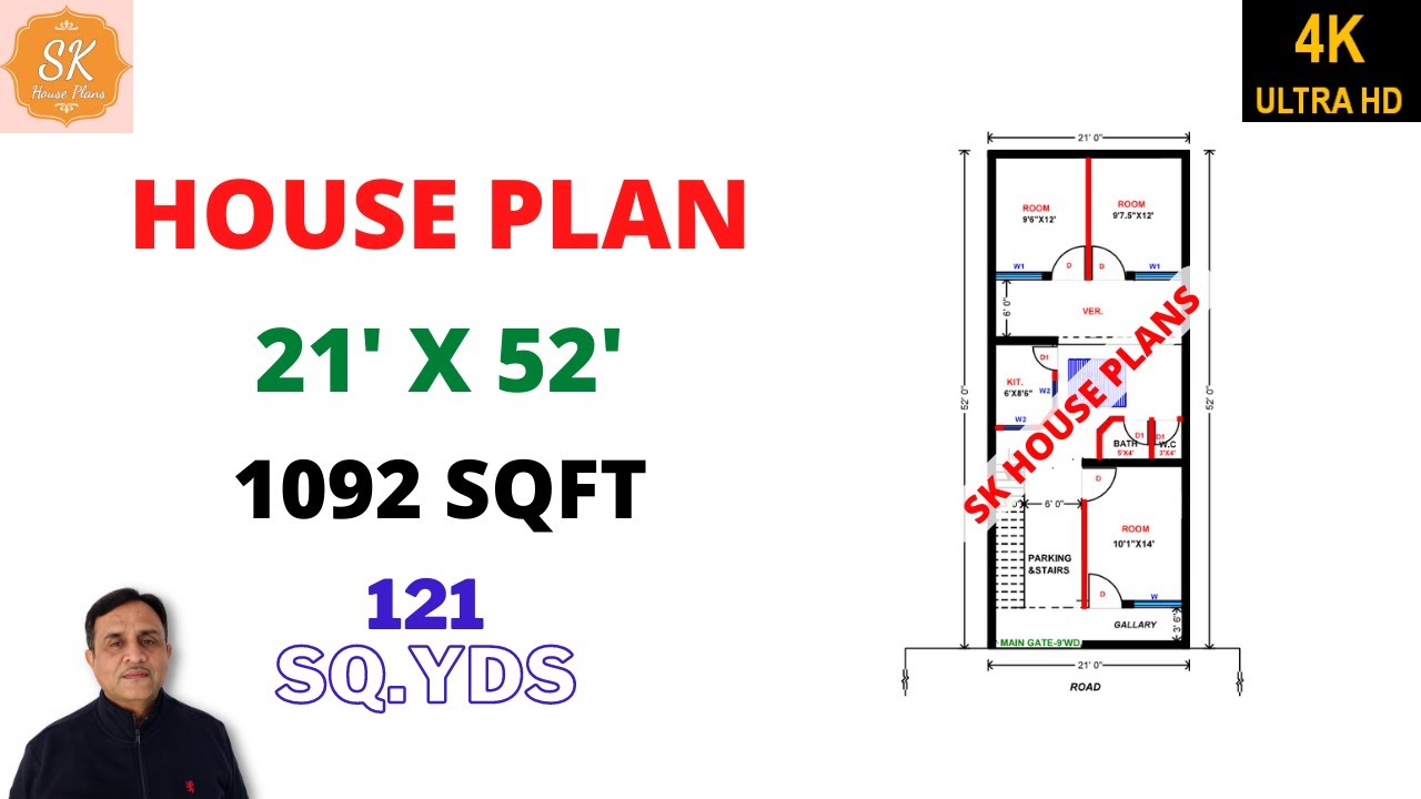 House Plan 21' X 52' / 1092 Sq.Ft / 121 Sq.Yds / 101 Sq.M / 121 Gaj House Plan { S.NO. 1535 ...