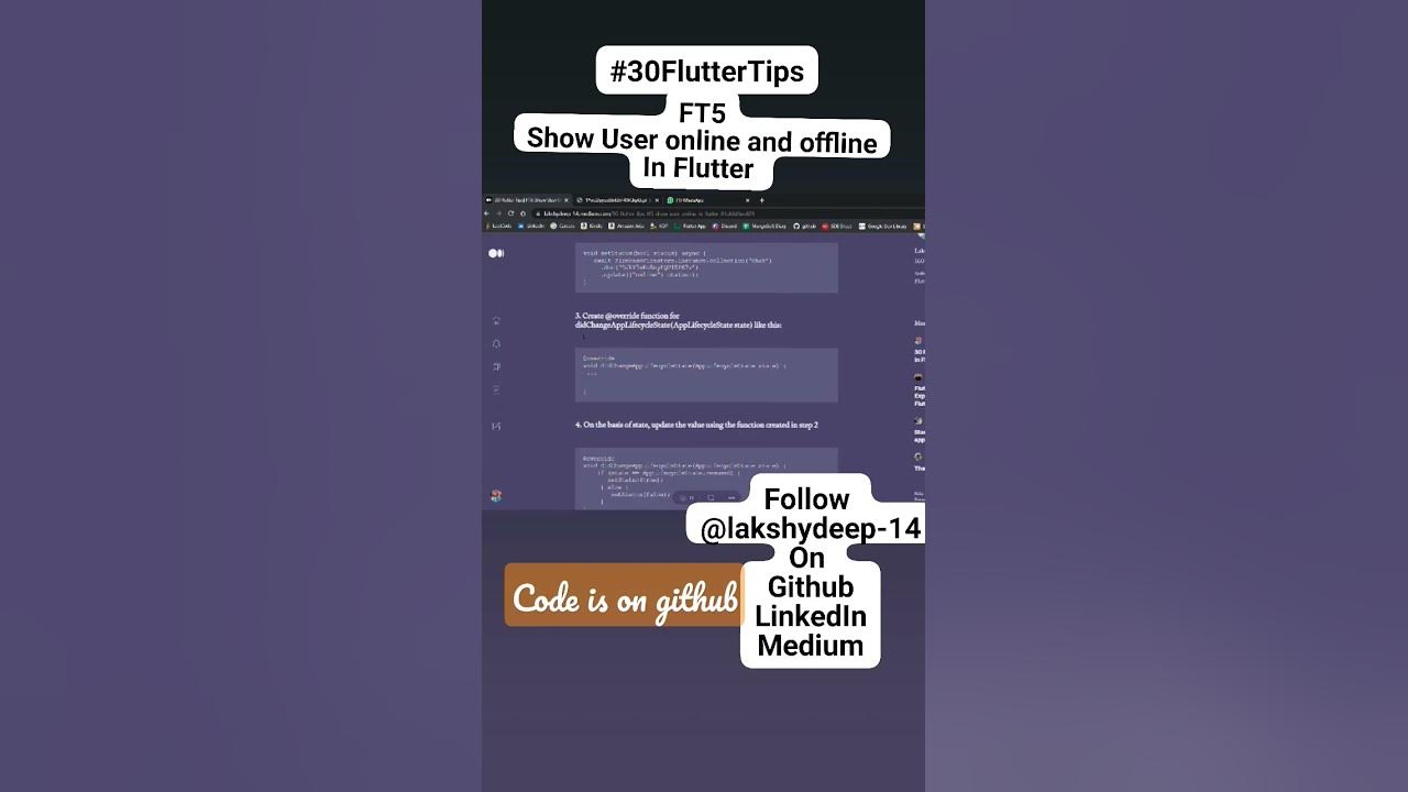 Ft5 Show User Online Or Offline Follow Lakshydeep 14 Flutter 30fluttertips